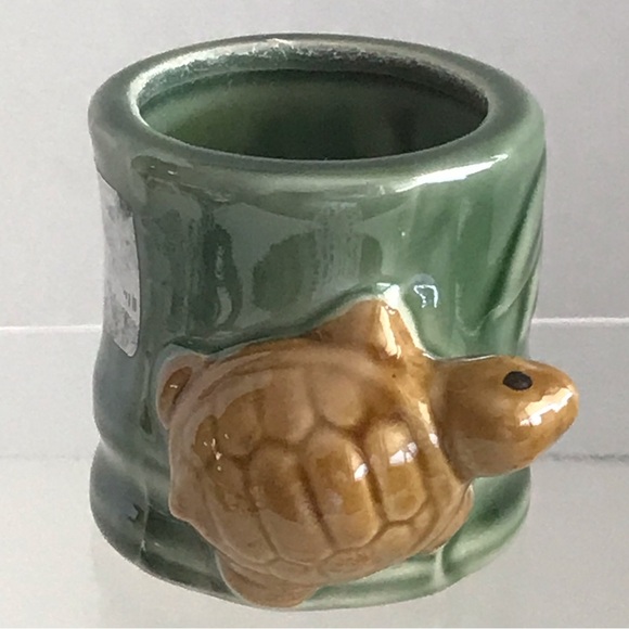 Accents | Vintage Green Ceramic Bamboo Mini Planter With Tortoise ...